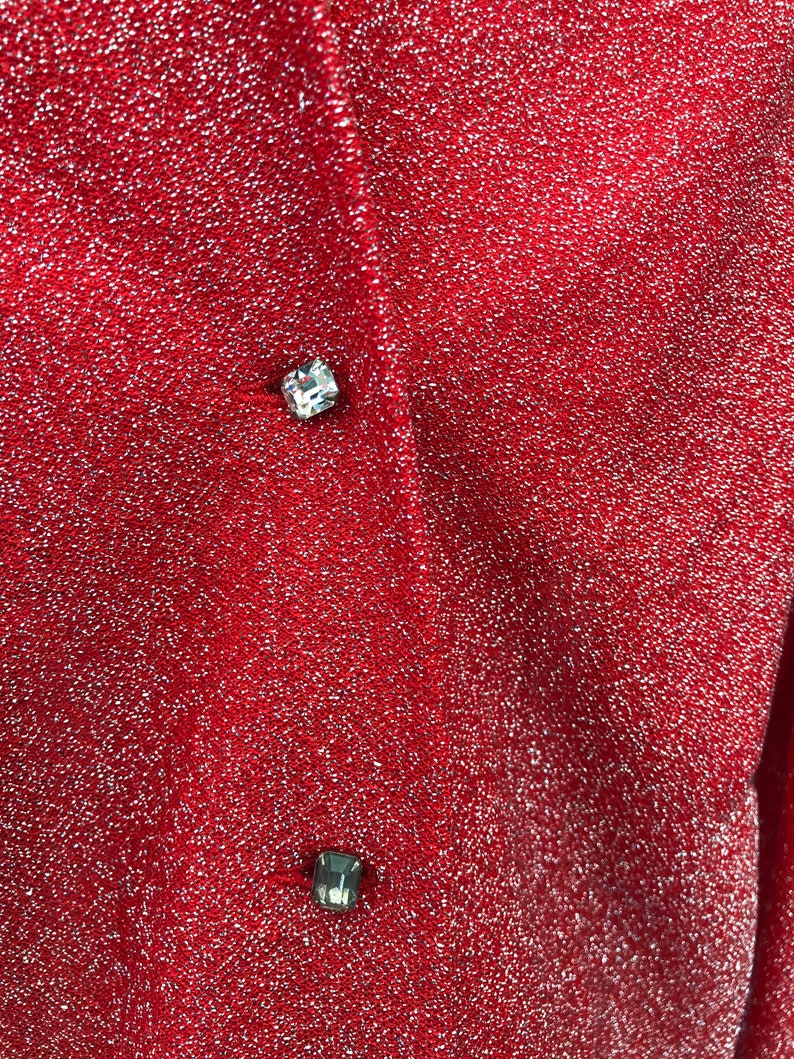 1970’s Red and Silver Metallic Blouse - Etsy