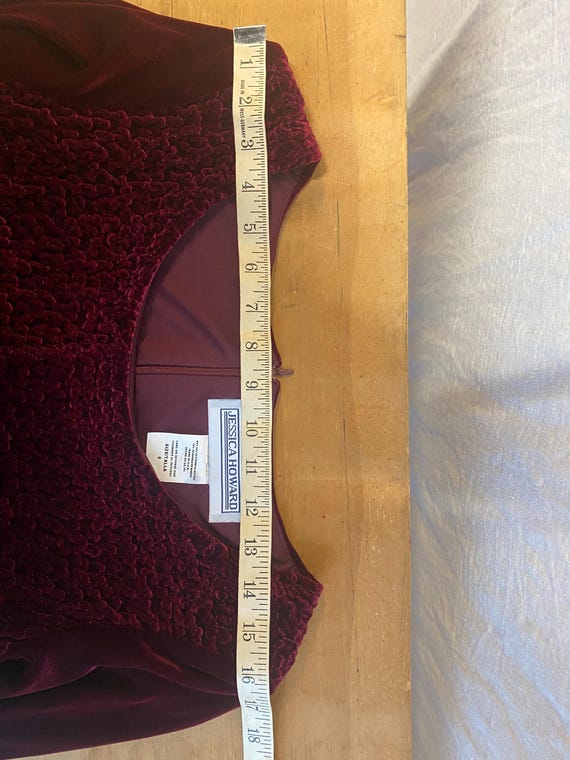 1990’s vintage burgundy velvet dress with ruched velv… - Gem