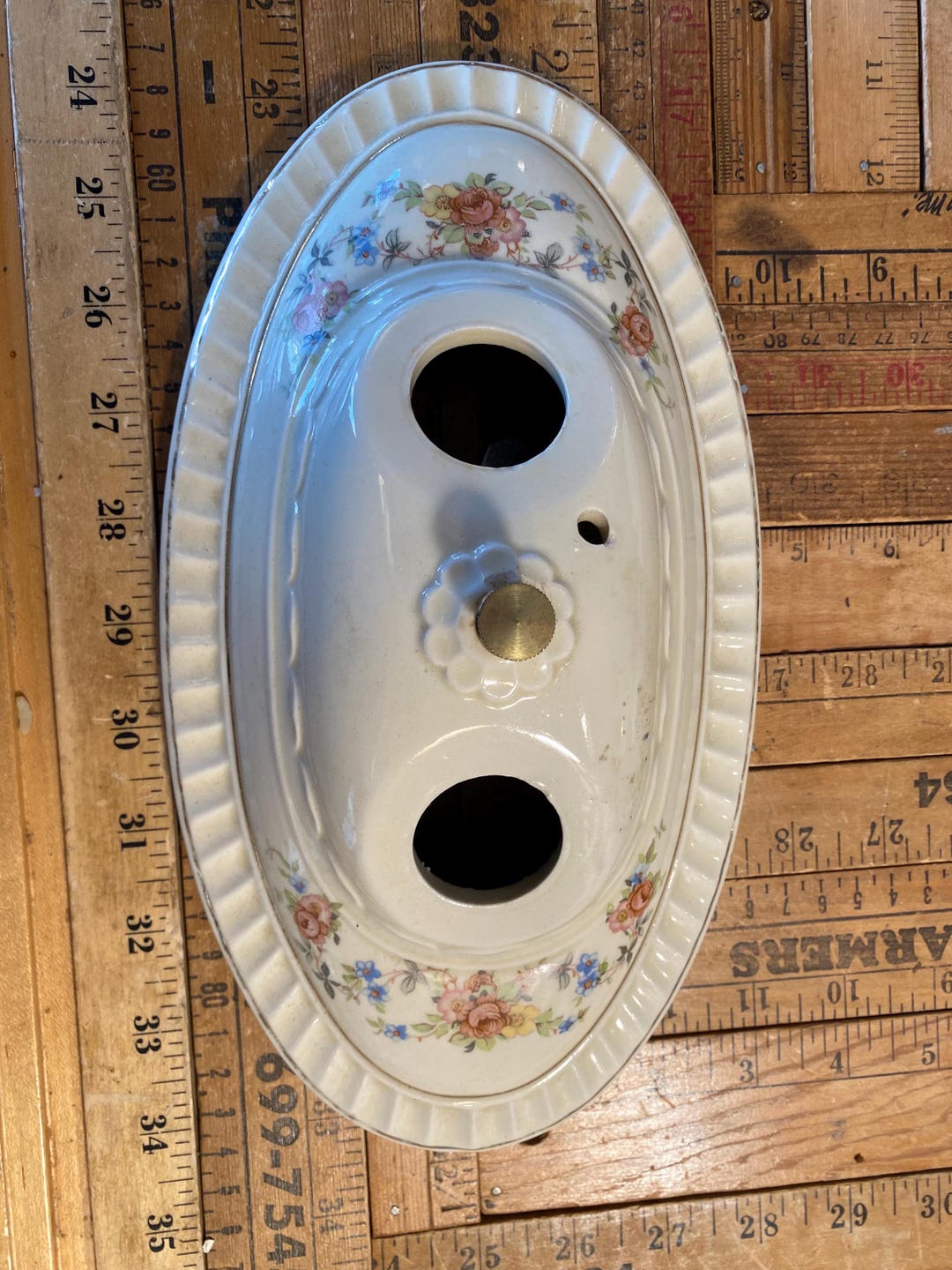 Beautiful 1940’s Vintage Porcelain Light Fixture With Rose and Floral ...