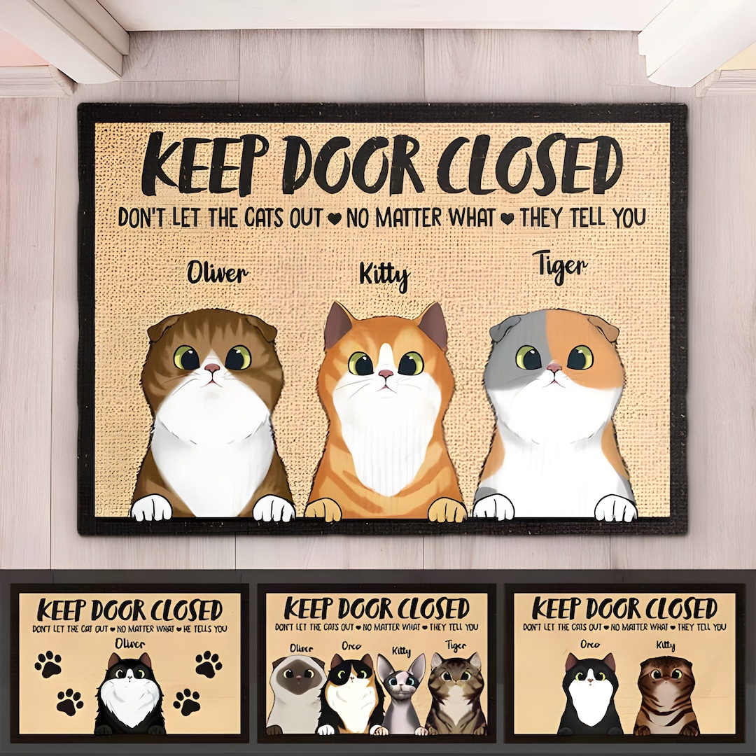 Don't Let the Cats Out Funny Personalized Cat Decorative Mat, Doormat ...