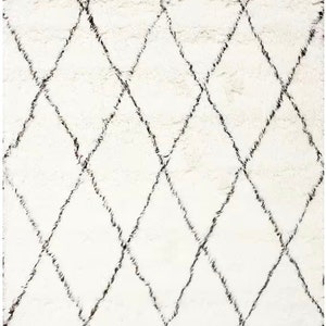 Diamond Monochrome - Handwoven Wool Area Rug, Ivory/off White & Black ...