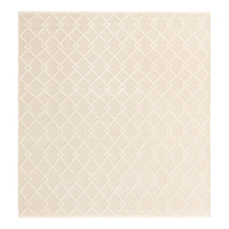 Ethereal Symmetry Handwoven Wool Area Rug, Ivory/off-white, Geometric ...