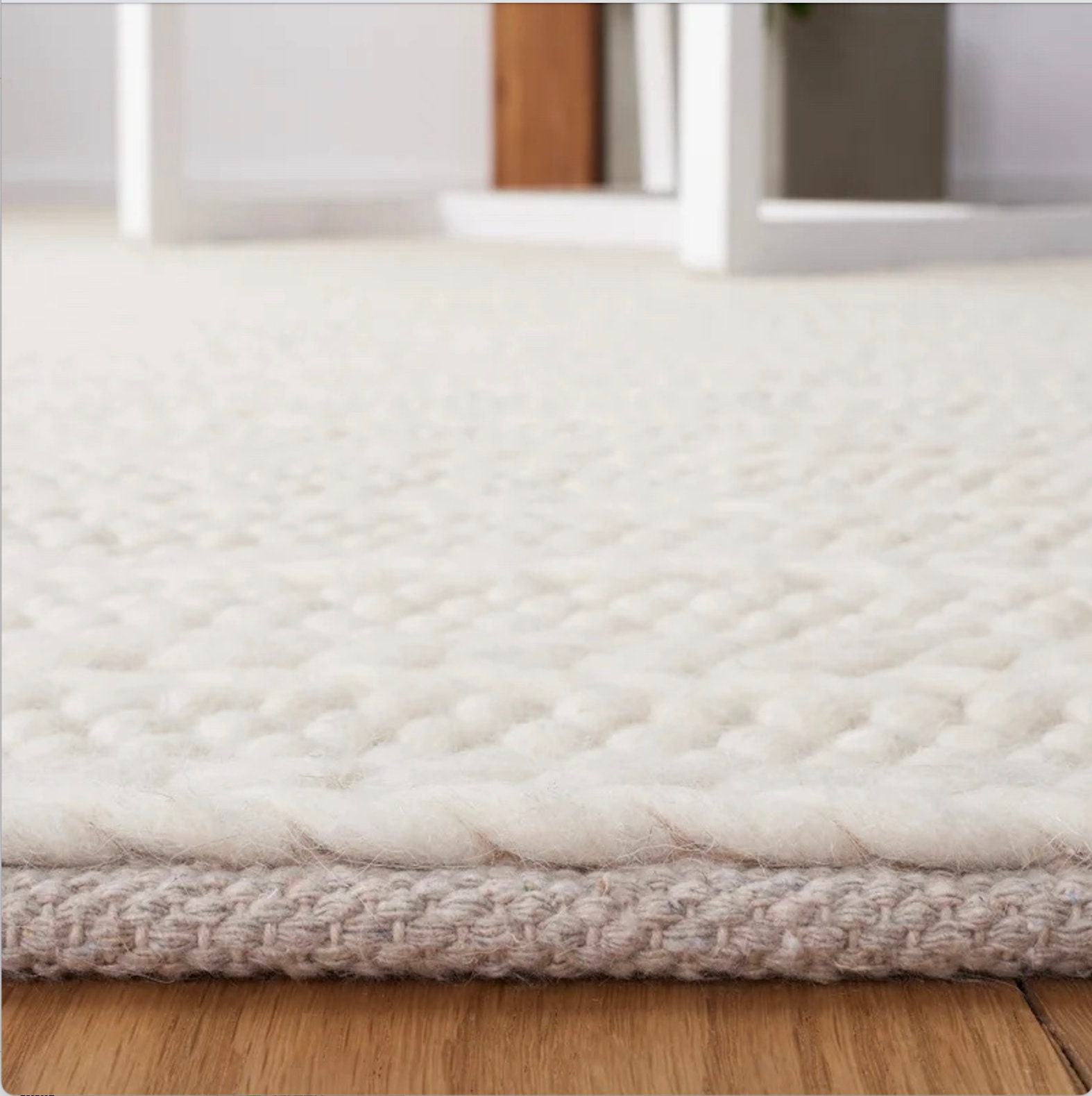 Houseofdecor - Hand Knitted Chunky Wool Area Rug, Ivory/off-white, Loop ...