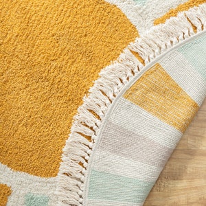 Houseofdecor - Sunburst Round Cotton Area Rug, Hand Tufted, Mustard ...