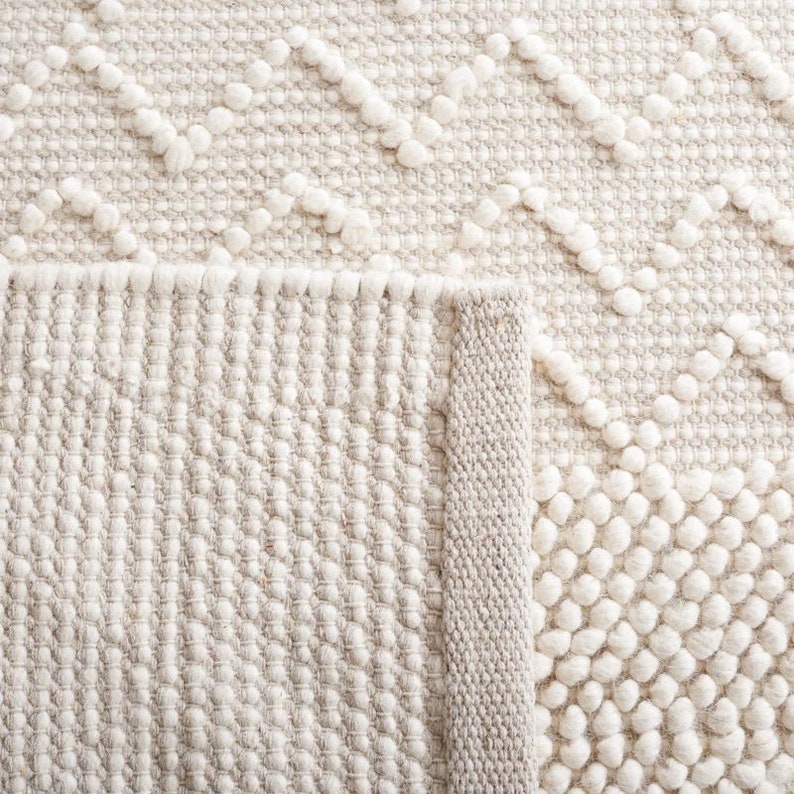 Whispering Chevron Handwoven Wool Area Rug, Ivory/off-white, Chevron - Etsy