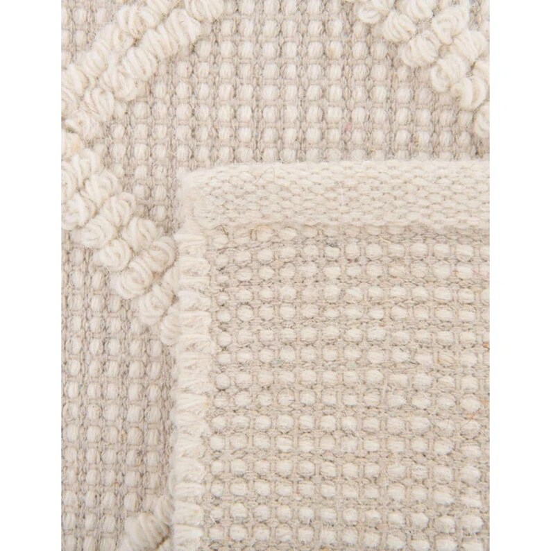 Ethereal Symmetry Handwoven Wool Area Rug, Ivory/off-white, Geometric ...