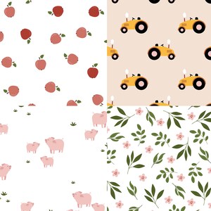 Farm Life Animals Digital Paper, Animals Seamless Pattern, Farm ...