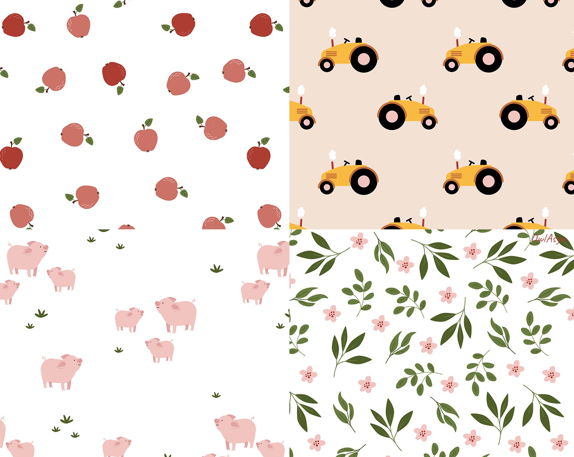 Farm Life Animals Digital Paper, Animals Seamless Pattern, Farm ...