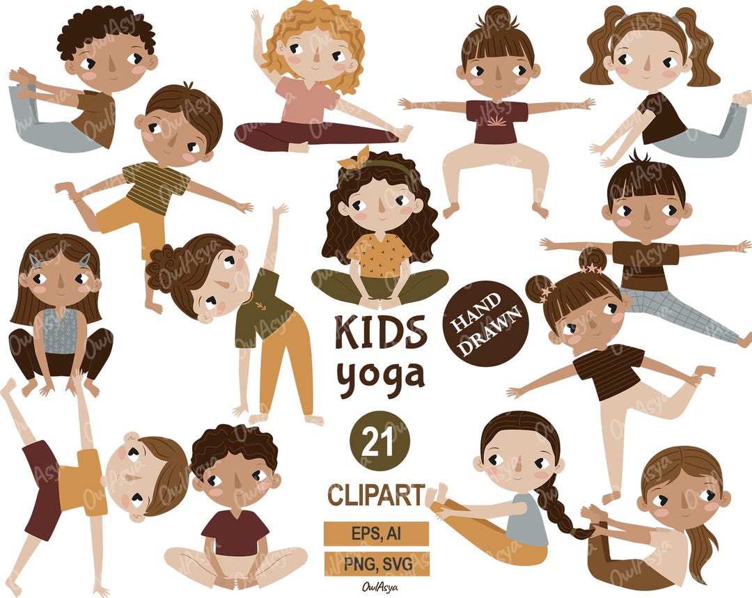 Hand Drawn Kids Yoga Poses, Yoga Practice, Kids Movement Activity, Yoga ...