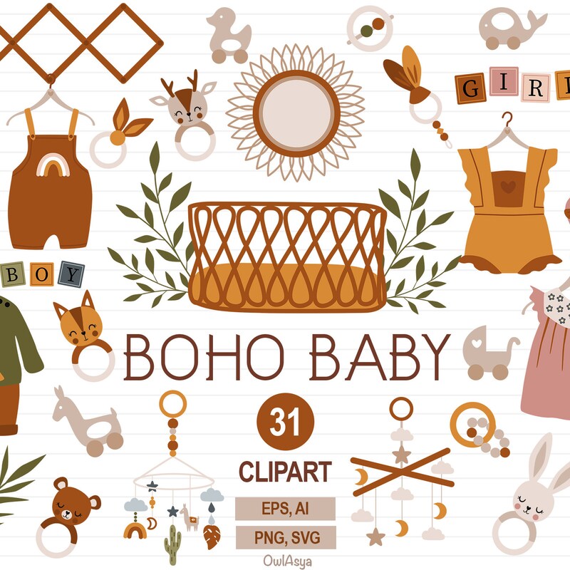 Boho Baby Clipart - Etsy