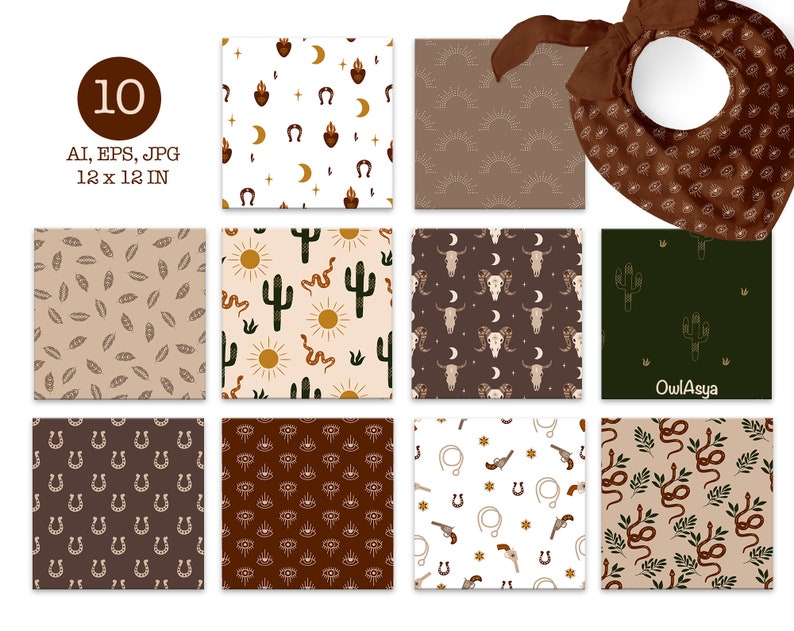 Wild West Paper, Boho Western Paper, Boho Digital Pattern, Cowboy Wall ...