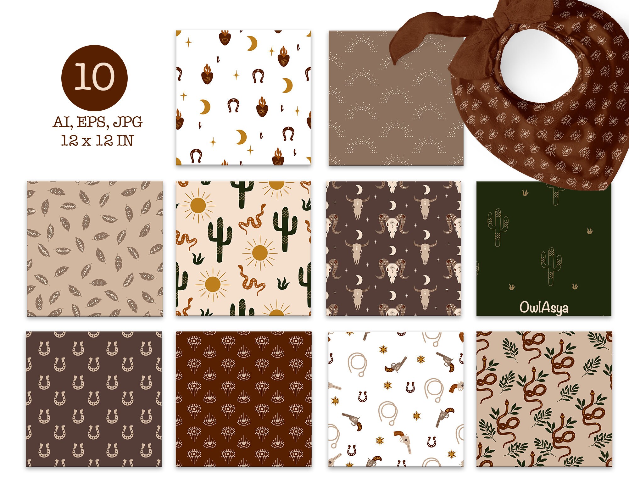 Wild West Paper, Boho Western Paper, Boho Digital Pattern, Cowboy Wall ...