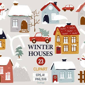 Winter House Clipart, City Houses SVG, Home Clipart, Christmas Car SVG ...