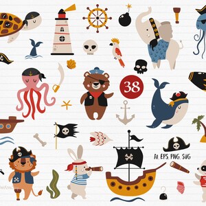 Pirate Animals SVG, Pirate Ship Clipart, Sea Life PNG, Pirate Leo ...