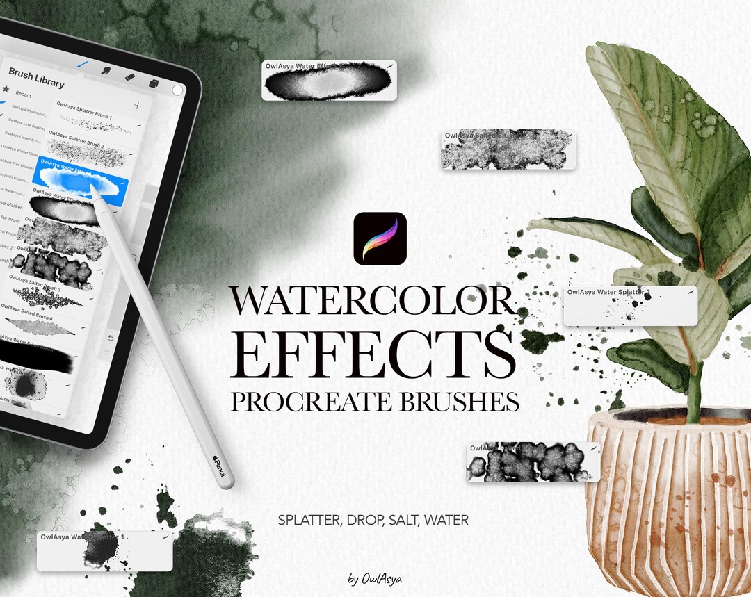 Waterccolor Splatter Procreate Brushes, Salted Brushes, Painting Kit ...