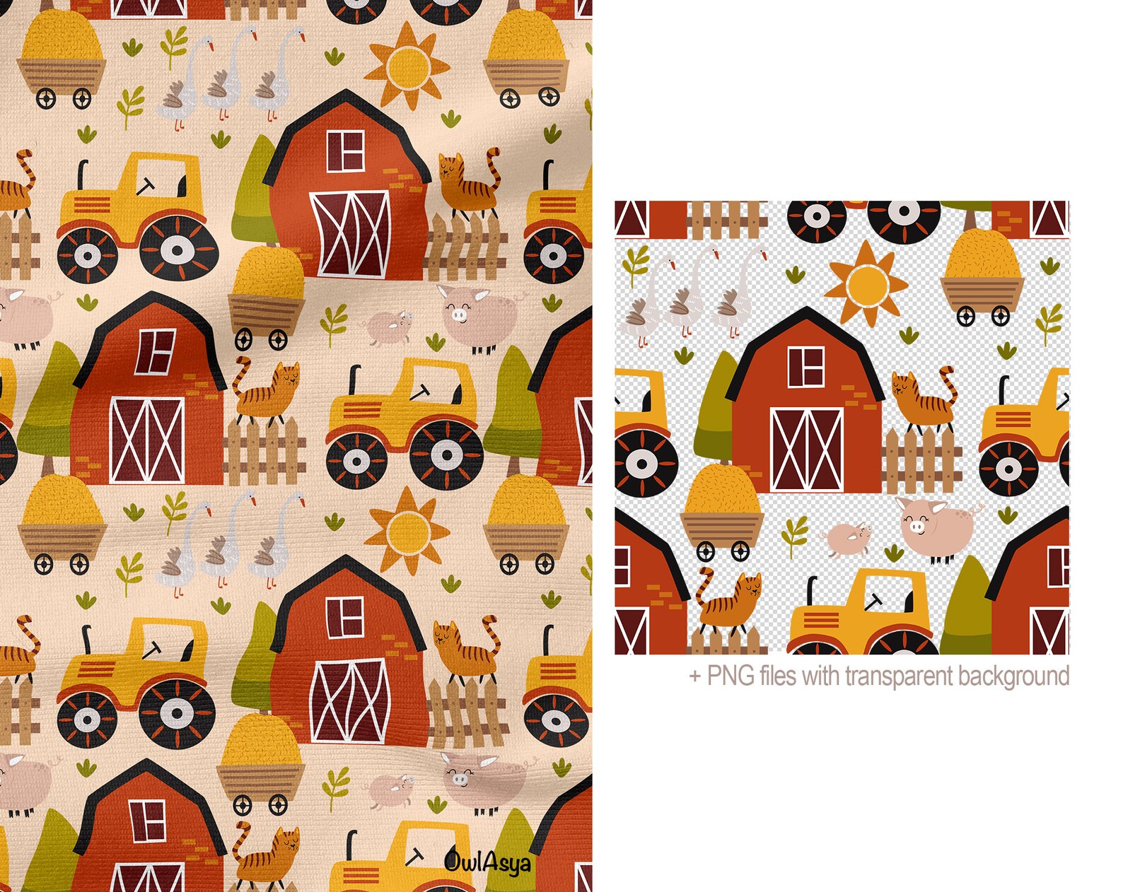 Farm Animals Digital Paper, Animal Seamless Pattern, Farm Background ...