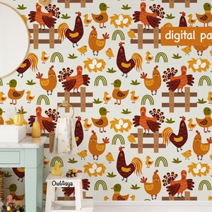 Farm Animals Digital Paper, Animal Seamless Pattern, Farm Background ...