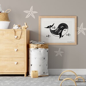 Ocean Animals SVG, Black Sea Animals Clipart, Doodle Whale PNG, Sea ...