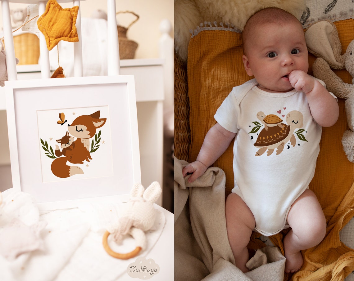 Animals Clipart, Mother and Baby Svg, Woodland Animals PNG, Boho Animal ...
