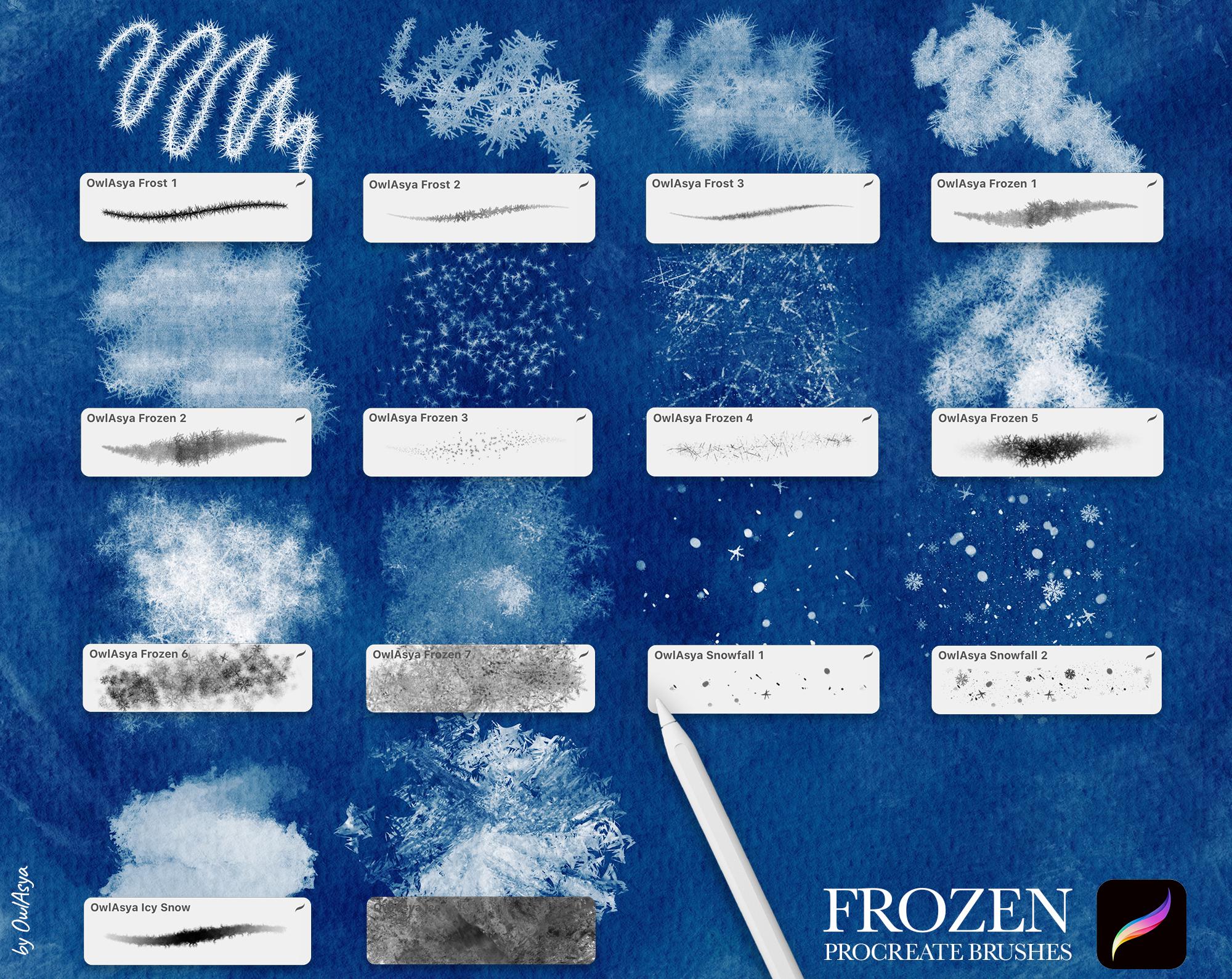 Frozen Procreate Brushes, Realistic Frost Winter Painting Kit ...