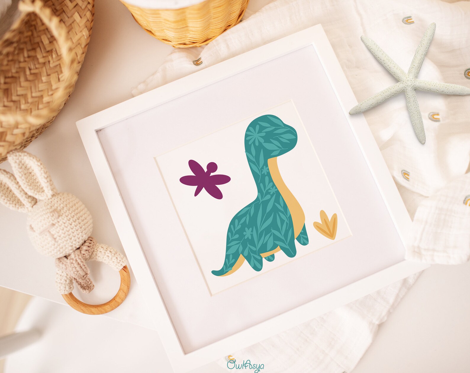Floral Dino Clipart, Cute Dinosaur SVG, Jurassic Illustration, Flower ...