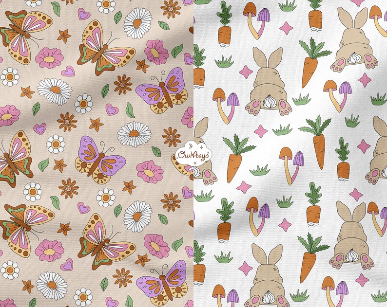 Retro Easter Digital Paper, Groovy Easter Seamless Pattern, Spring ...