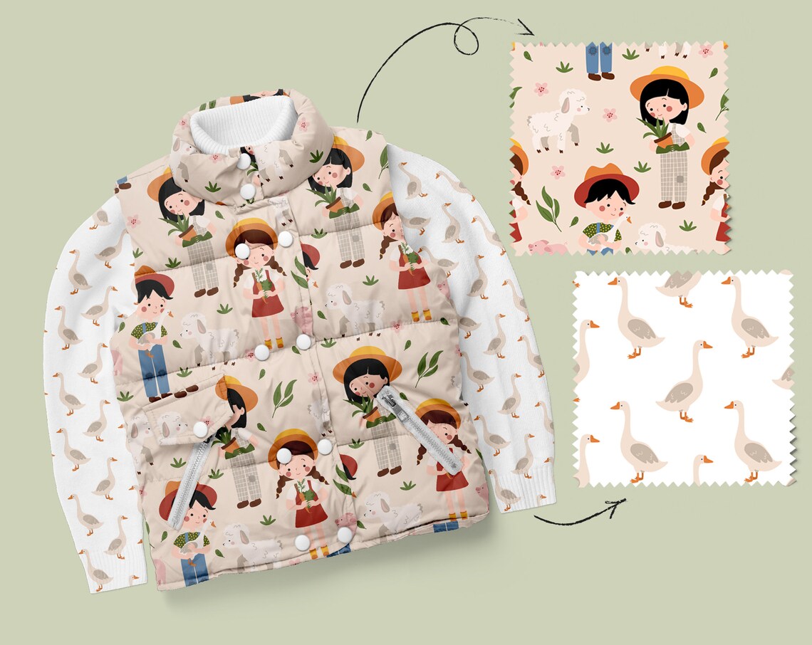 Farm Life Animals Digital Paper, Animals Seamless Pattern, Farm ...