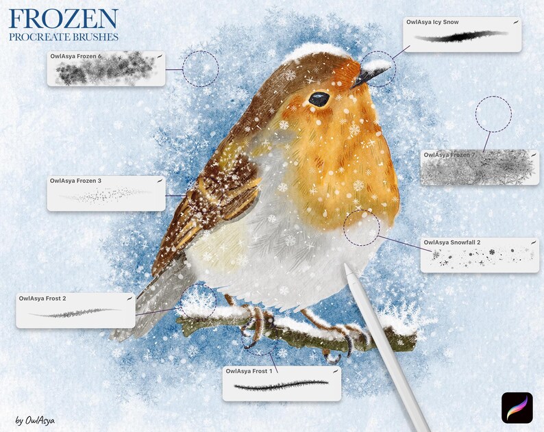 Frozen Procreate Brushes, Realistic Frost Winter Painting Kit ...