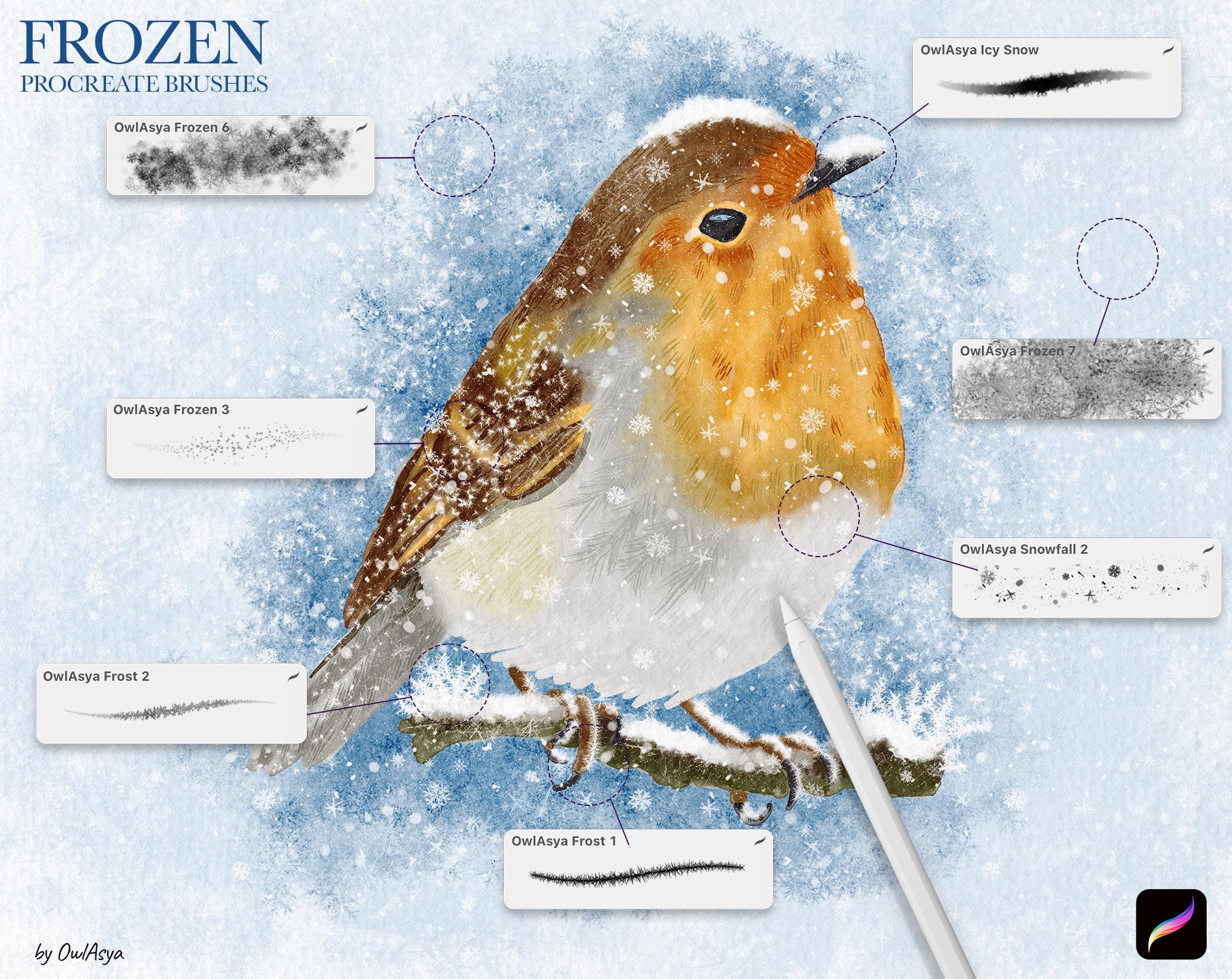 Frozen Procreate Brushes, Realistic Frost Winter Painting Kit ...