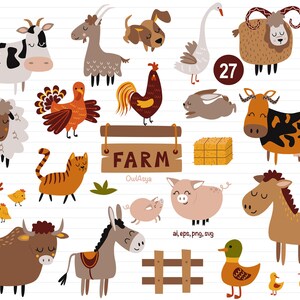 Farm Animals Clipart, Animals Svg, Farm Bundle, Cute Farm Animal, Ranch ...