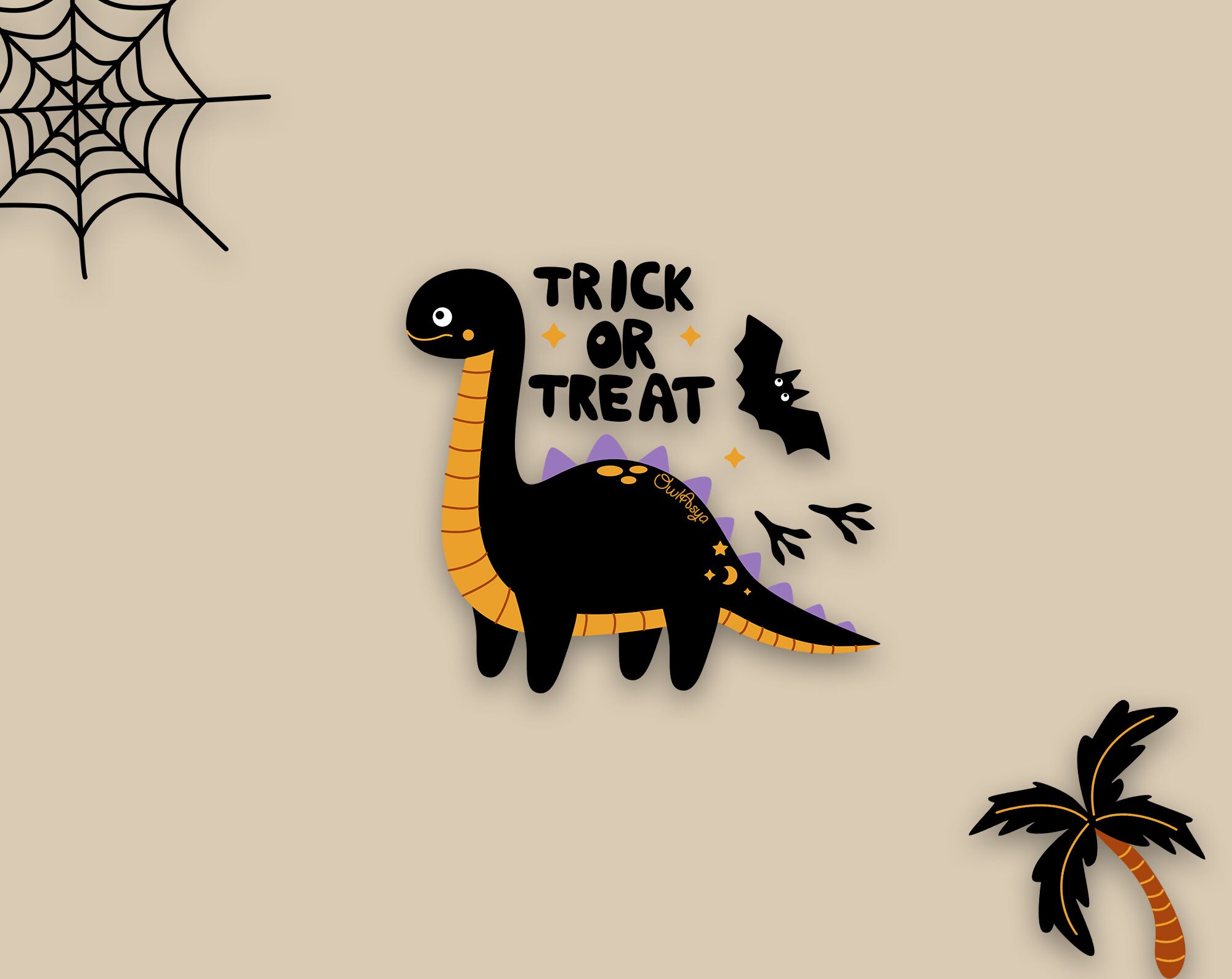 Dino Halloween Clipart, Cute Ghost SVG, Halloween Dinosaur PNG, Vector ...