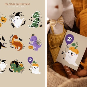 Dino Halloween Clipart, Cute Ghost SVG, Halloween Paper, Dinosaur PNG ...