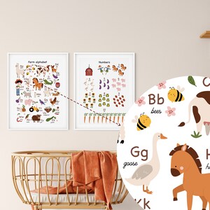 Farm Alphabet Posters, Classroom Print, Kids Educational Poster, Farm ...