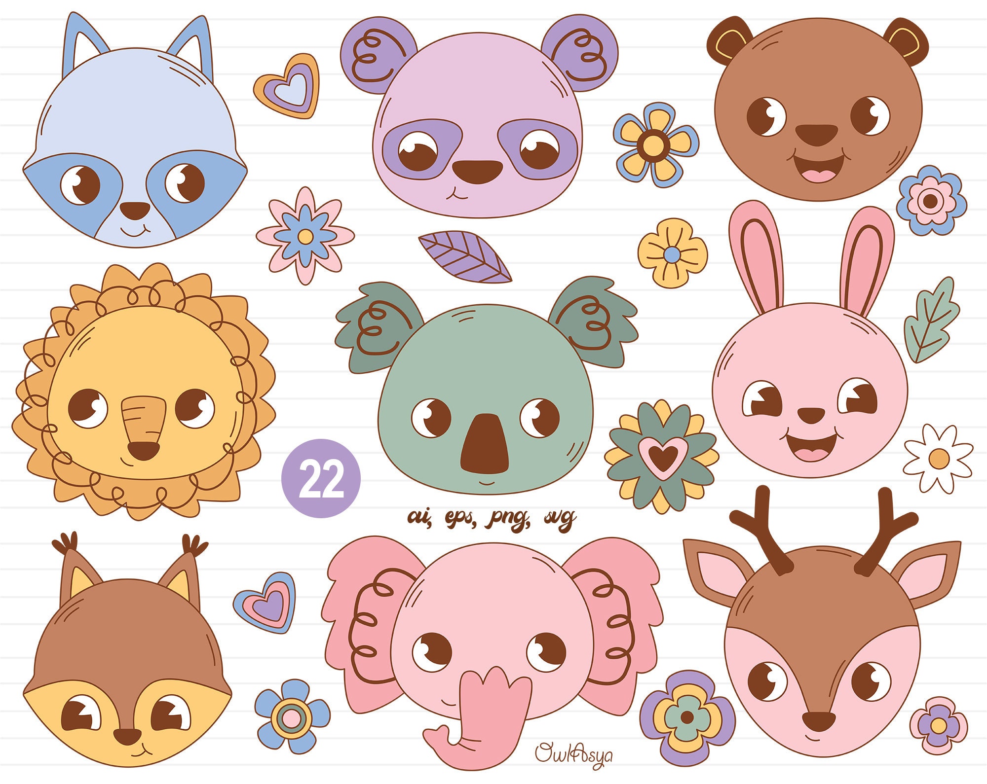 Retro Groovy Animals Clipart, Cute Boho Sublimation Design, Groovy ...