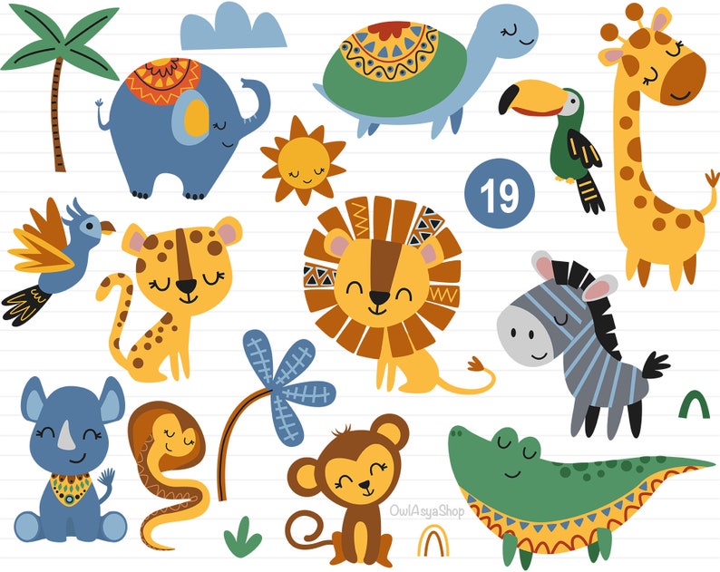 Jungle Animal Clipart, Safari Animals SVG, Africa Animals PNG, Jungle ...