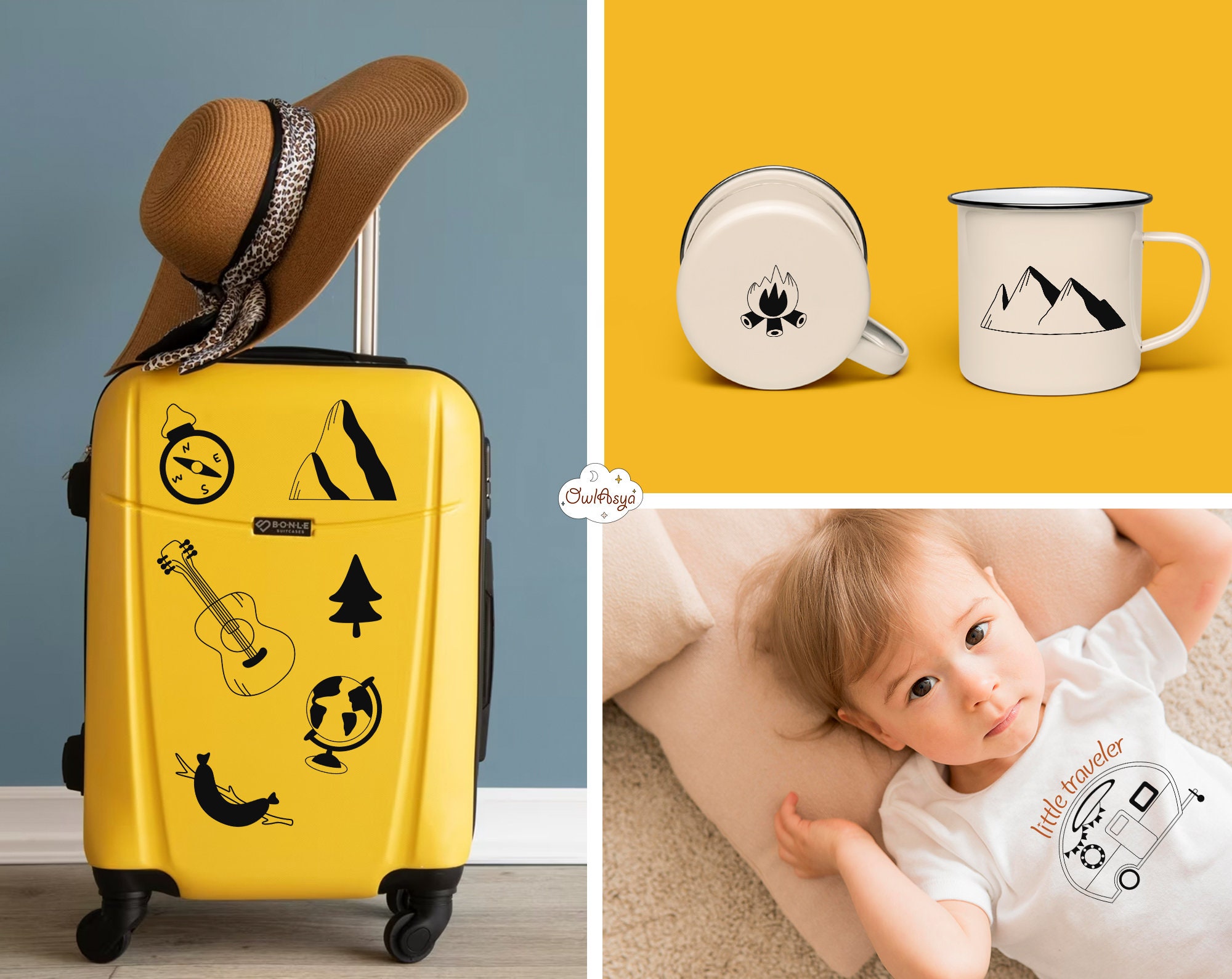 Traveling Black SVG, Summer Travel Line Clipart, Tourism Icon Vector ...