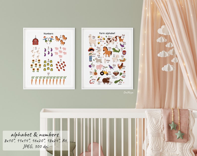 Farm Alphabet Posters, Classroom Print, Kids Educational Poster, Farm ...