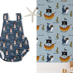 Pirate Animals Digital Paper, Pirate Seamless Pattern, Sea Life ...