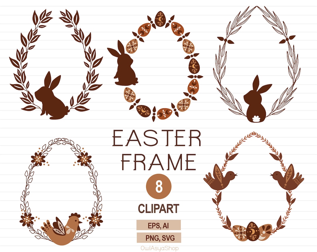 Easter Frame Svg, Boho Easter Clipart, Easter Bunny Svg, Boho Frame ...