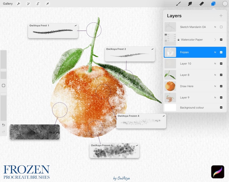 Frozen Procreate Brushes, Realistic Frost Winter Painting Kit ...