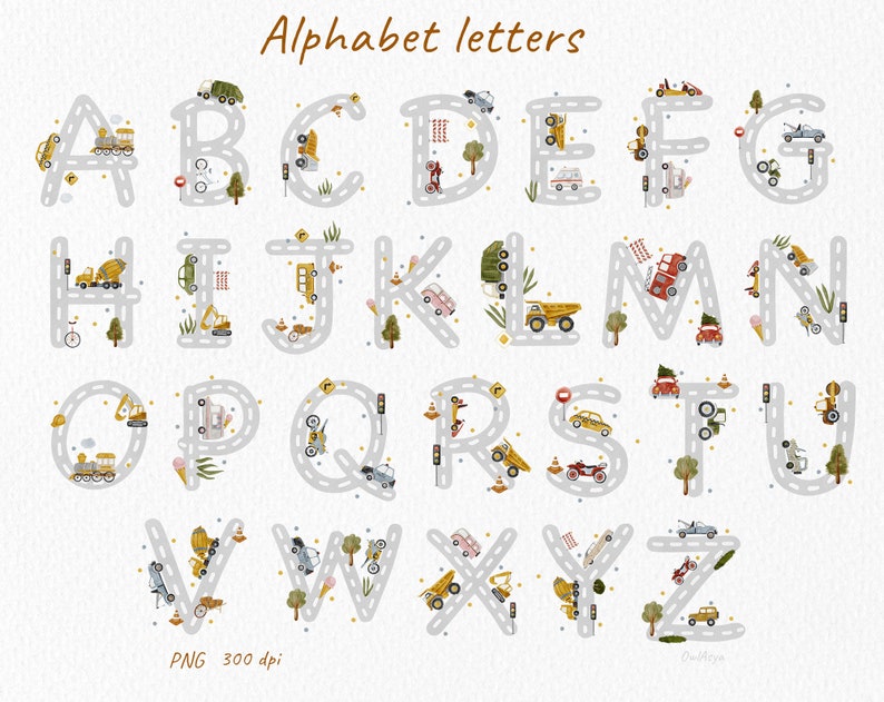 Transport Alphabet Letters, Vehicles ABC Print, Classroom Print, Kids ...