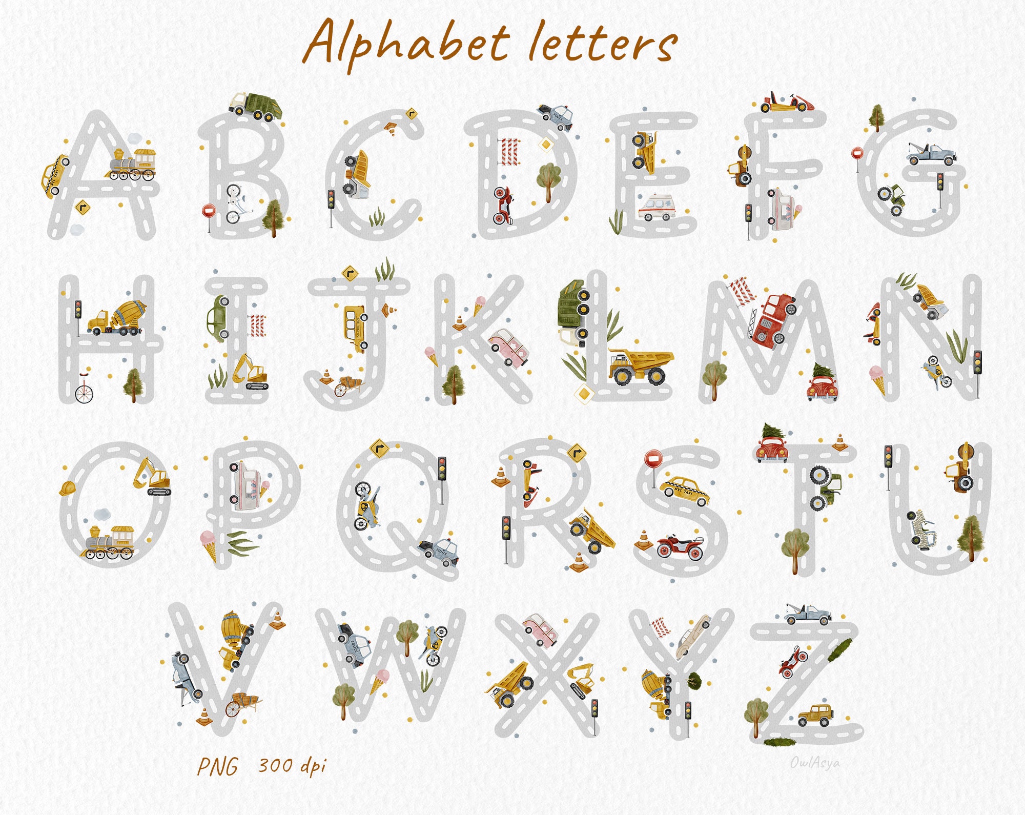 Transport Alphabet Letters, Vehicles ABC Print, Classroom Print, Kids ...