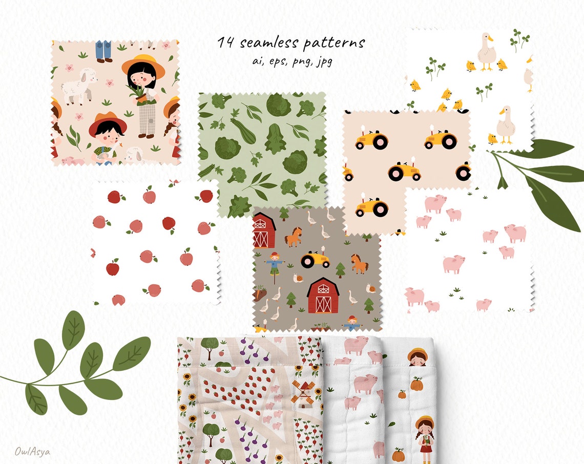 Farm Life Animals Digital Paper, Animals Seamless Pattern, Farm ...