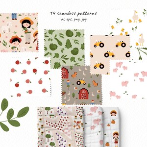 Farm Life Animals Digital Paper, Animals Seamless Pattern, Farm ...