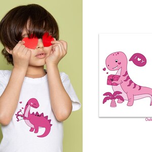 Valentines Dino Clipart, Love Dinosaur SVG, Pink Dino PNG, Valentines ...