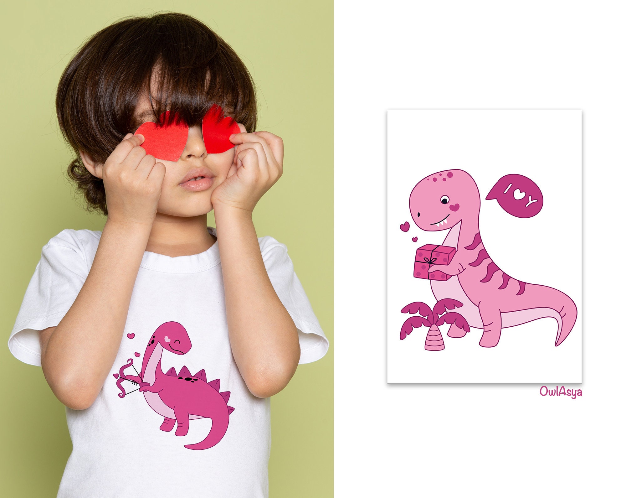 Valentines Dino Clipart, Love Dinosaur SVG, Pink Dino PNG, Valentines ...