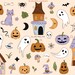 Groovy Halloween Clipart, Cute Ghost SVG, Halloween Pumpkin PNG, Vector ...