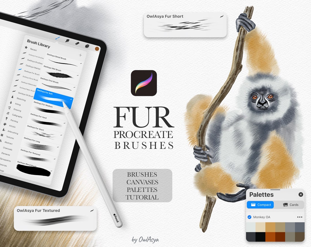 Fur Procreate Brushes, Watercolor Brushes, Painting Kit for Procreate ...