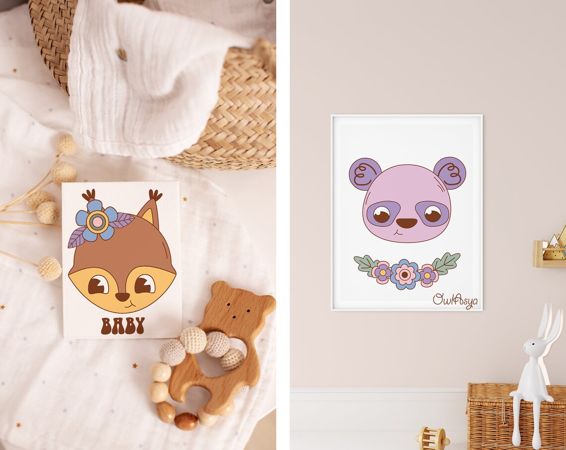 Retro Groovy Animals Clipart, Cute Boho Sublimation Design, Groovy ...