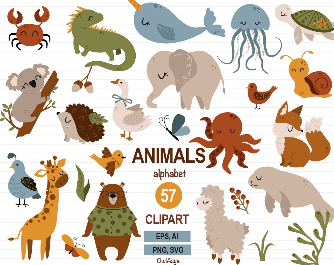 Alphabet Animals Clipart, Animals SVG, Alphabet Clipart, Zoo Alphabet ...